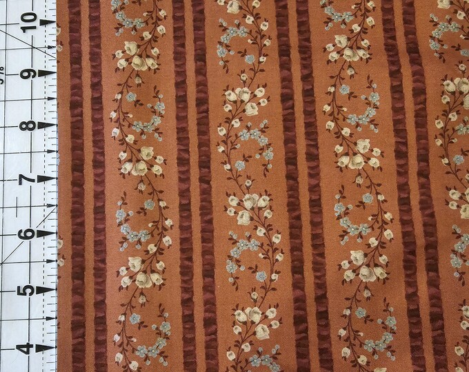 Daphne Fabric by Skipping Stones Studio for Clothworks Floral Stripe ...