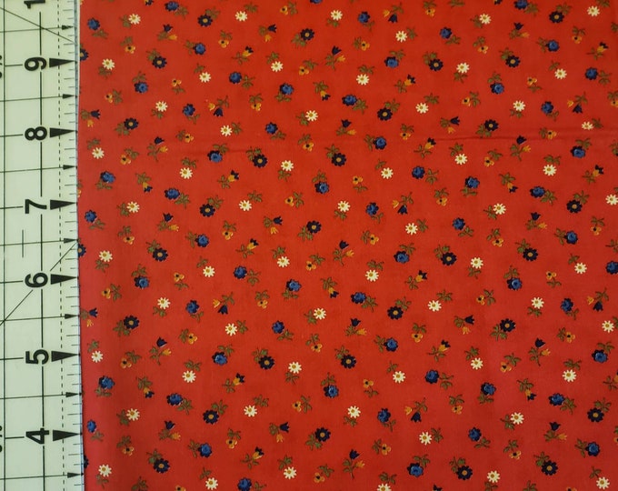 VIP Print for Cranston Printworks Bright Red Calico With Tiny Flowers ...