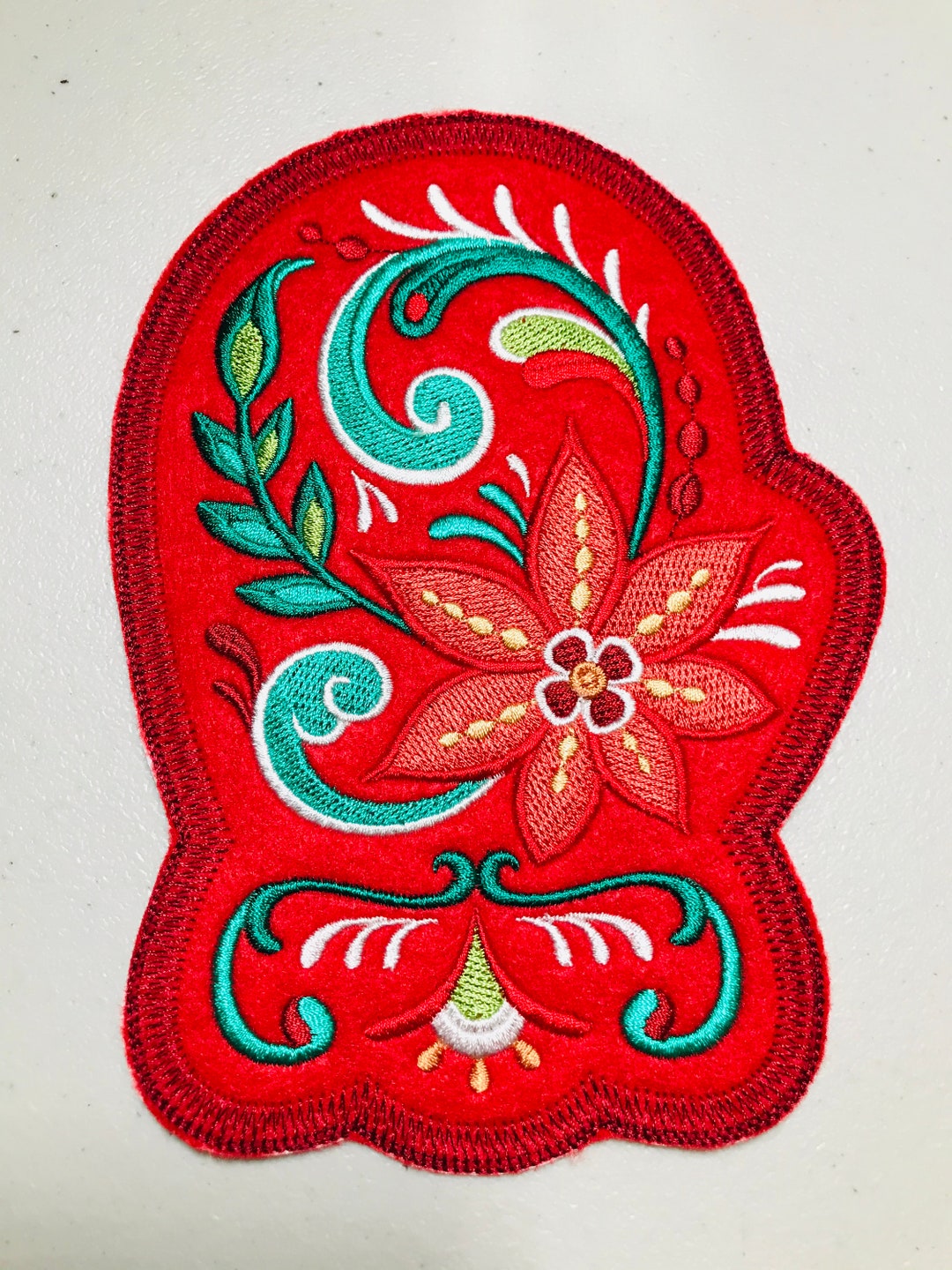 Embroidered Christmas Mitten Appliqué - Iron on Mitten - Etsy