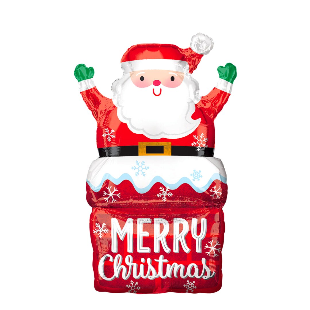 30” Santa in Chimney Balloon, Christmas Balloons, Christmas Party ...