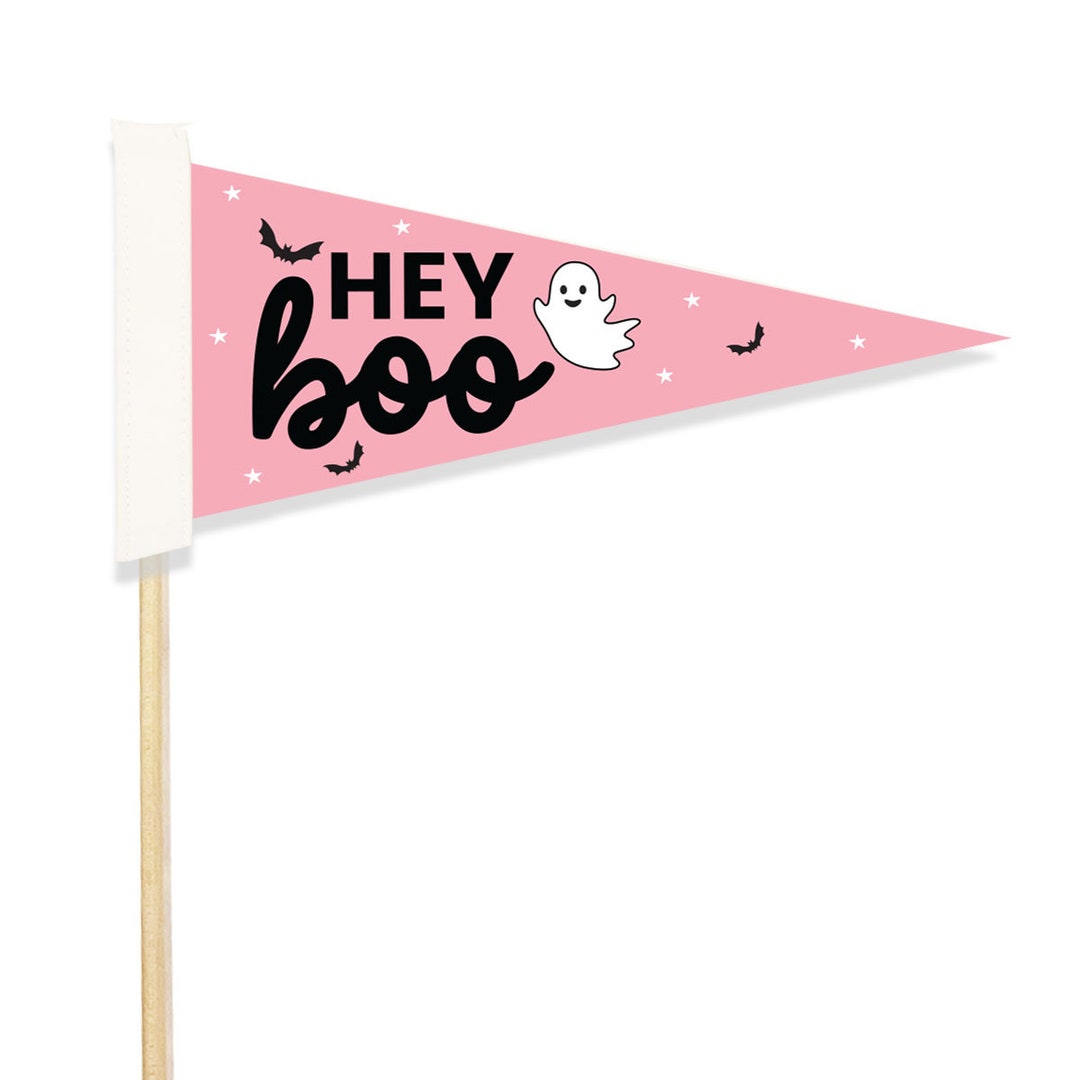 Halloween Pennant Flag With Wooden Dowel, Boo Basket Flag, Hey Boo ...