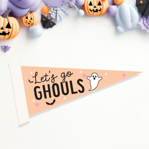 Halloween Pennant Flag With Wooden Dowel, Boo Basket Flag, Let’s Go ...