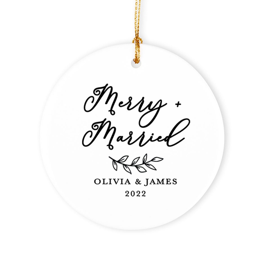 Personalized Merry + Married Porcelain Ceramic Christmas Ornament ...