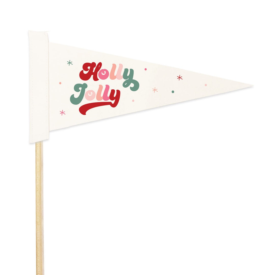 Christmas Pennant Banner Flag With Wooden Dowel, Felt Christmas Flag ...