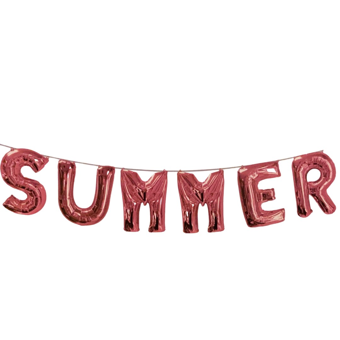 Summer Tropical Party Letter Balloons, Pink Gold Foil Mylar, Pool Party ...