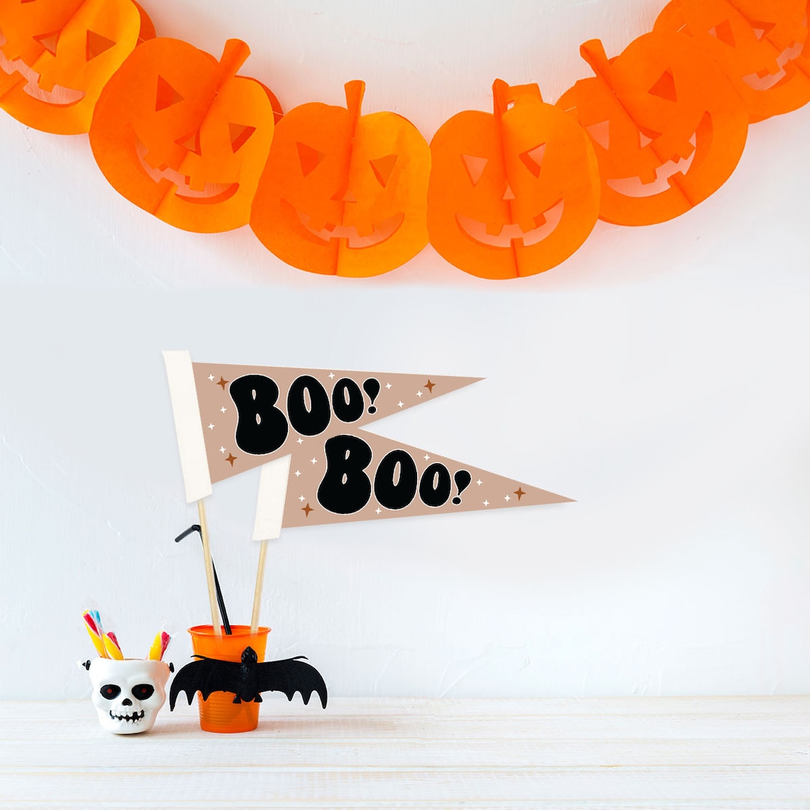 Halloween Pennant Flag With Wooden Dowel, Boo Basket Flag, Boo Pennant ...