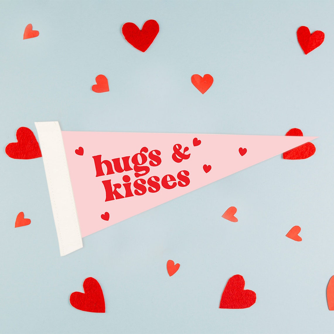 Valentine’s Day Pennant Flag With Wooden Dowel Felt Kids Pennant Banner ...
