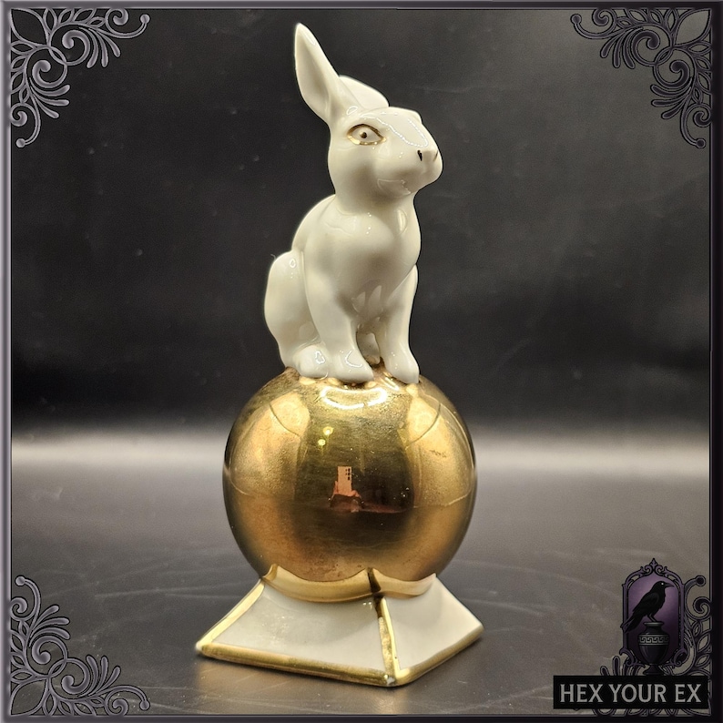 The Judging Bunny – Porcelain Rabbit With Golden Orb, for Silent ...