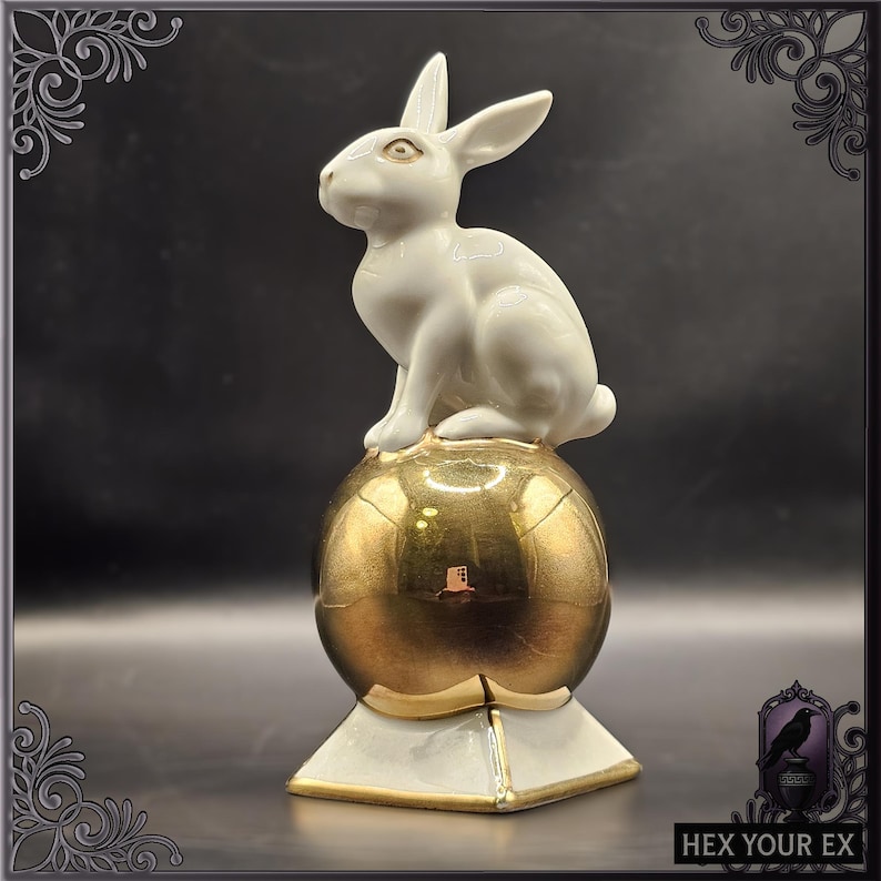 The Judging Bunny – Porcelain Rabbit With Golden Orb, for Silent ...