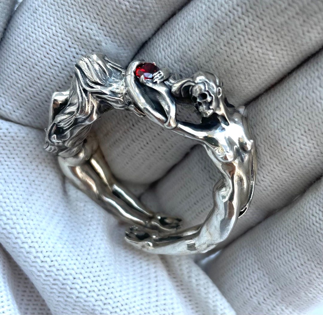 Soul & Show Skull Arousal Nude Art Ring Silver Naked Female Sexy Body ...