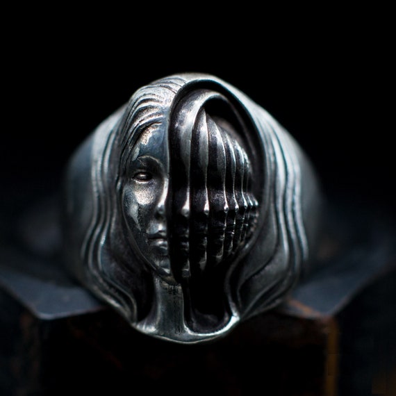Faces Art Ring Handmade Oxidized Solid Silver Ring Artwork - Etsy