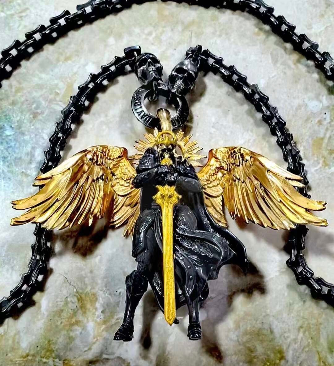 Gold Skull Warrior Skeleton Silver Pendant God of War Ares Gothic ...
