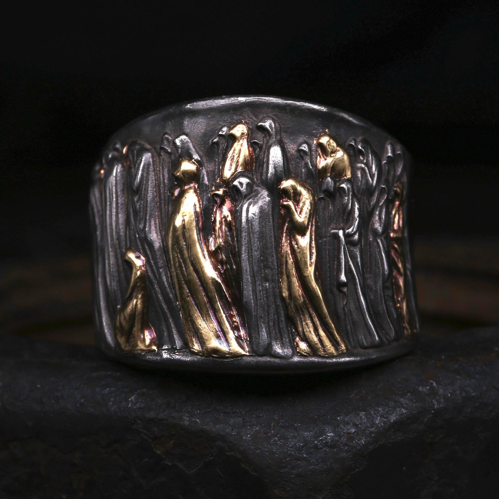 Petrine Cross of St Peter Ring Handmade Silver Hooded Cloak Monk Rock ...