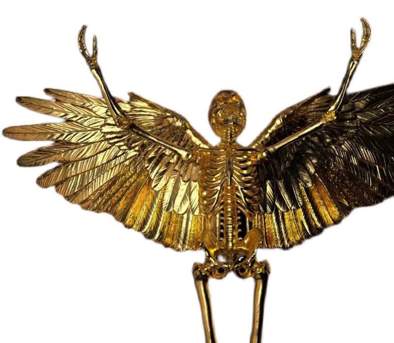 Skeleton Silver Pendant Gold Skull Winged Diamond Eyes Gothic Artisan ...