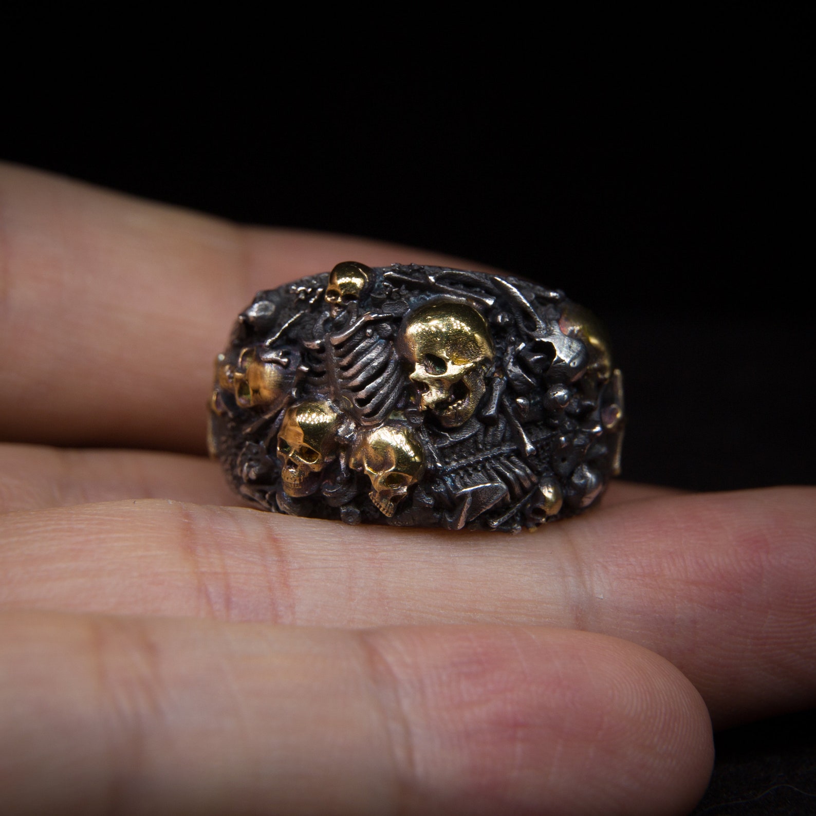 Skull Skeleton Cross Crow Raven Handmade Sterling 925 Silver - Etsy