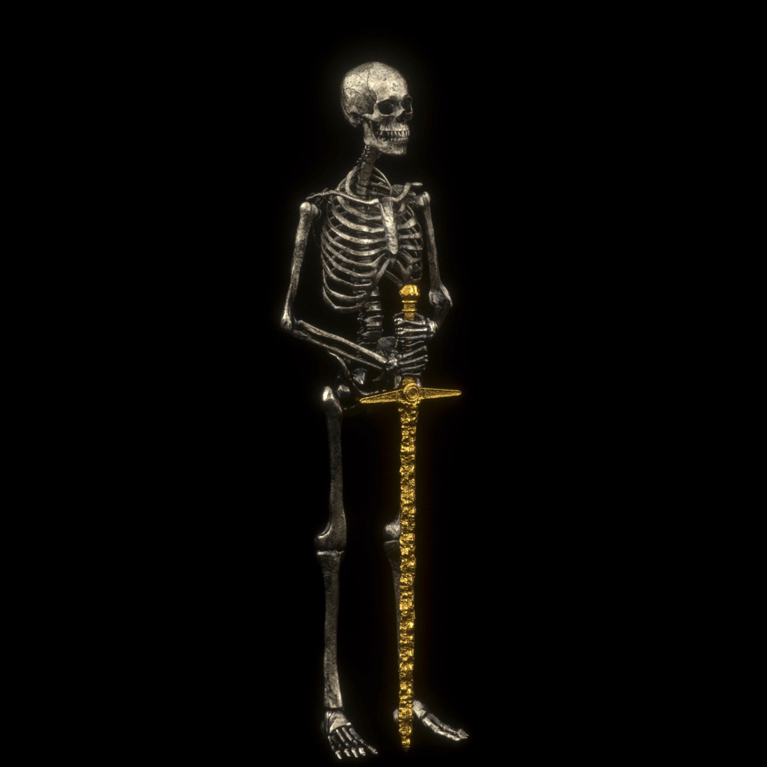Grim Reaper Pendant Anatomy Skeleton Figure Pendant Silver Sword Large ...