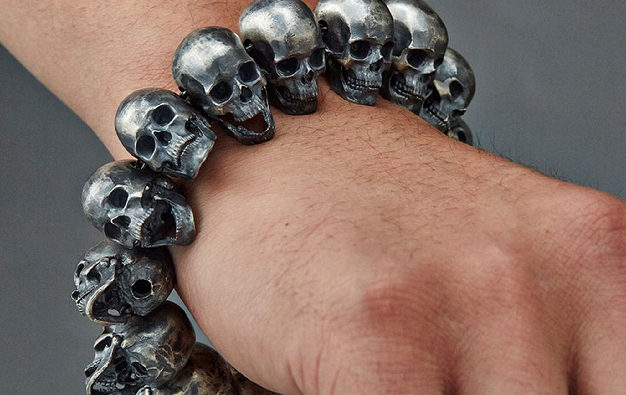 Solid Silver Skull Bracelet Handmade Mens Silver Skulls - Etsy UK