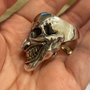 Joker Silver Ring Clown Joker Face Ring Handmade Ring Large Men's Solid ...
