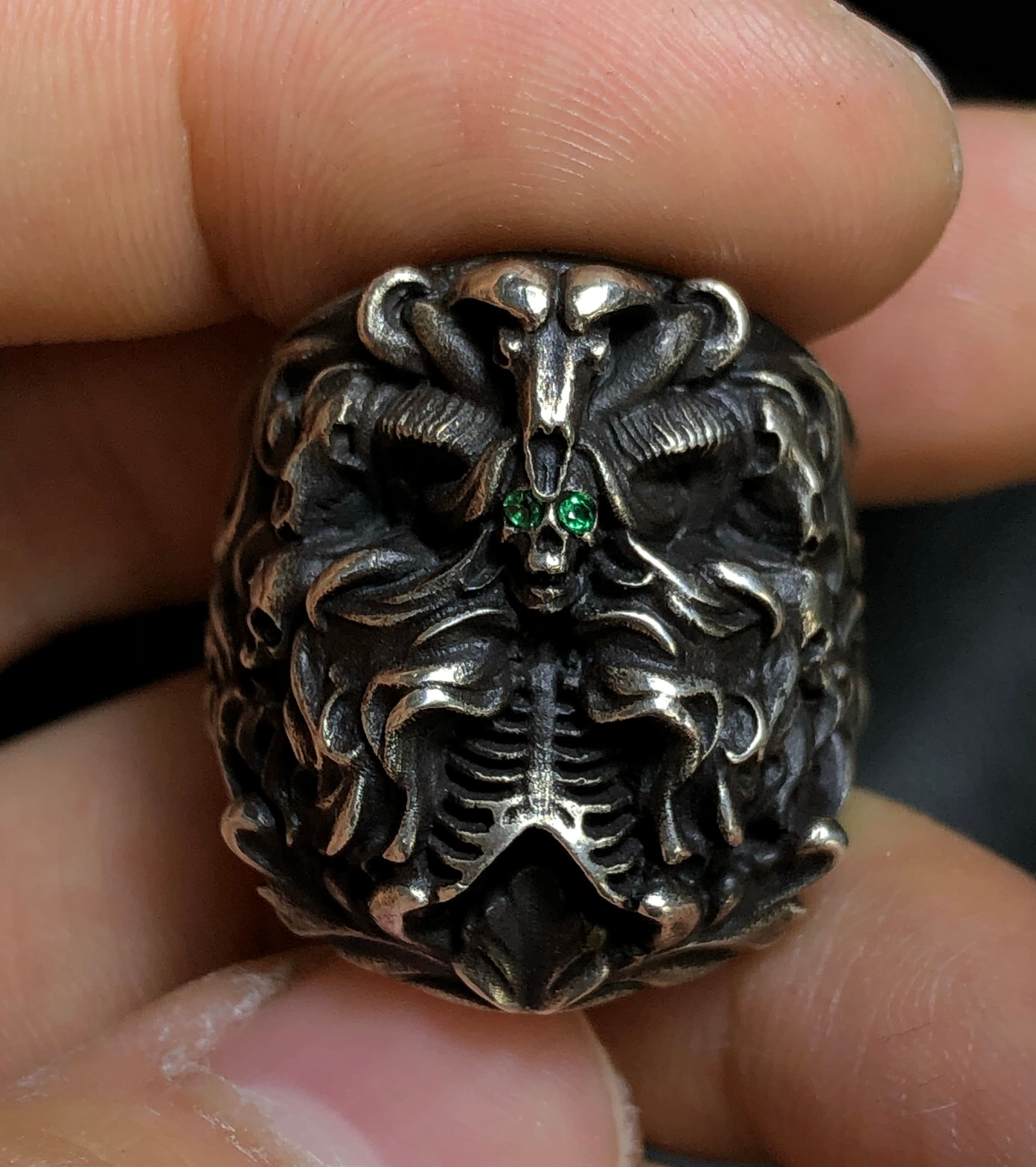 Skull Horns Devil Snake Ring Skeleton Skull Horns Ring | Etsy