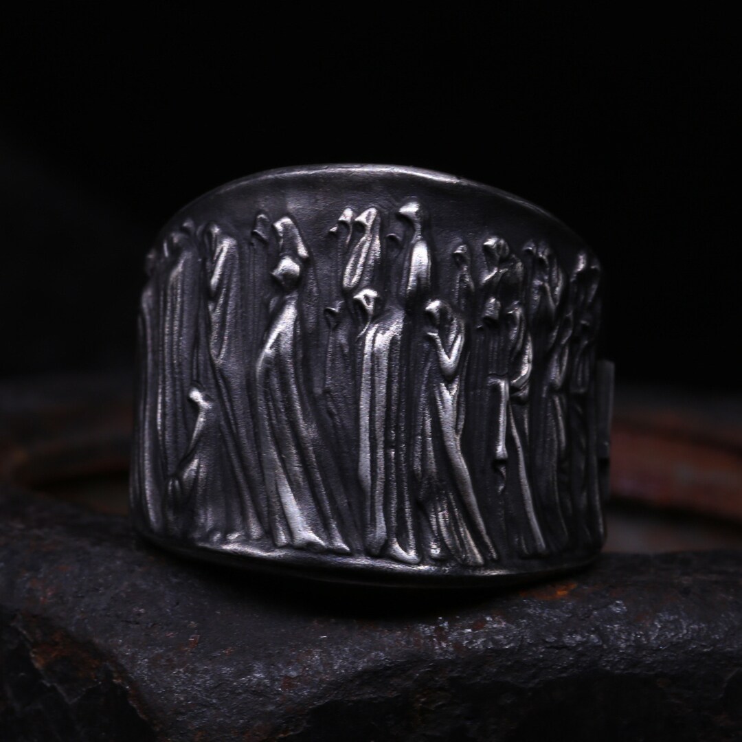Petrine Cross of St Peter Ring Handmade Silver Hooded Cloak Monk Rock ...