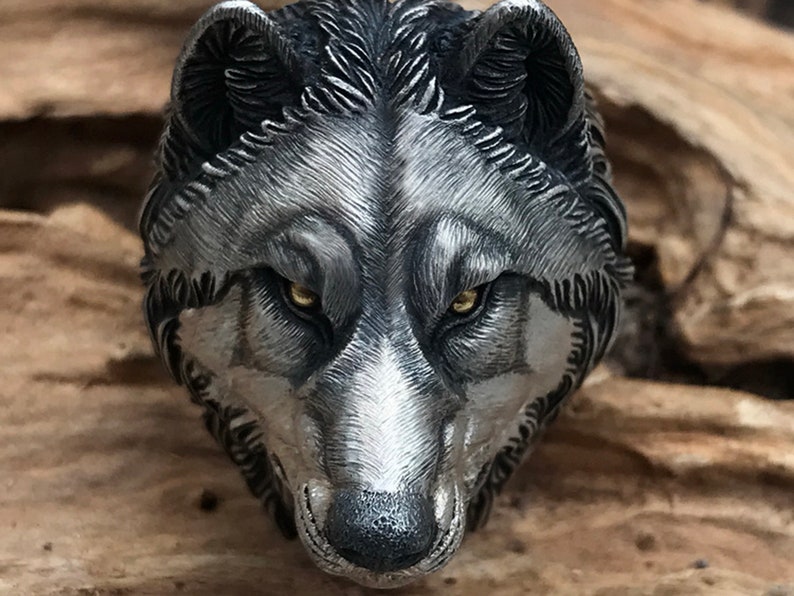 Large Leader Wolf Ring Chunky Wolf Head Ring Gothic Ring Rock - Etsy
