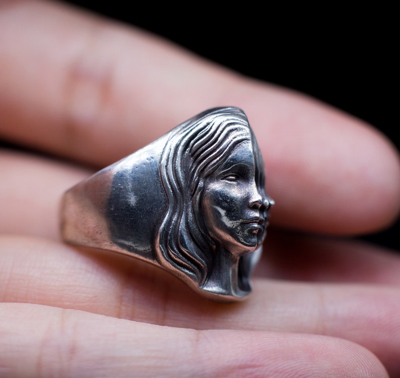 Faces Art Ring Handmade Oxidized Solid Silver Ring Artwork - Etsy