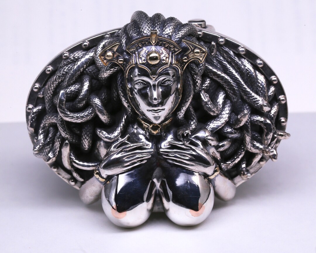 Medusa Goddess Snake Silver Belt Buckle Pendant Necklace Greek Gorgon ...