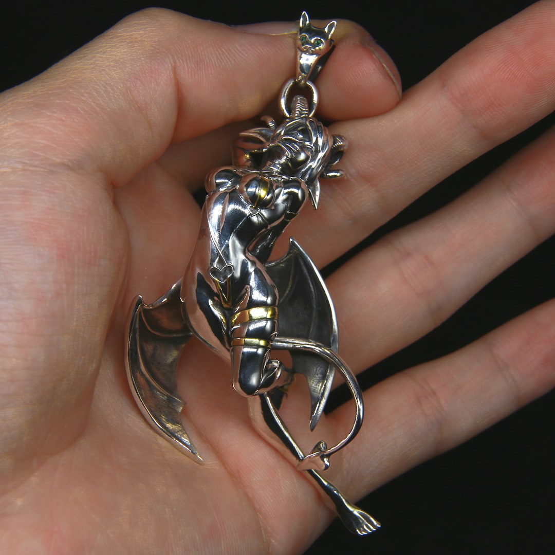 Devil Lilith Horned Demon Silver Pendant Gothic Wings Nude Beauty ...