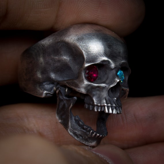 Skull Ring Movable Open Jaw Realistic Handmade Solid Diamond | Etsy