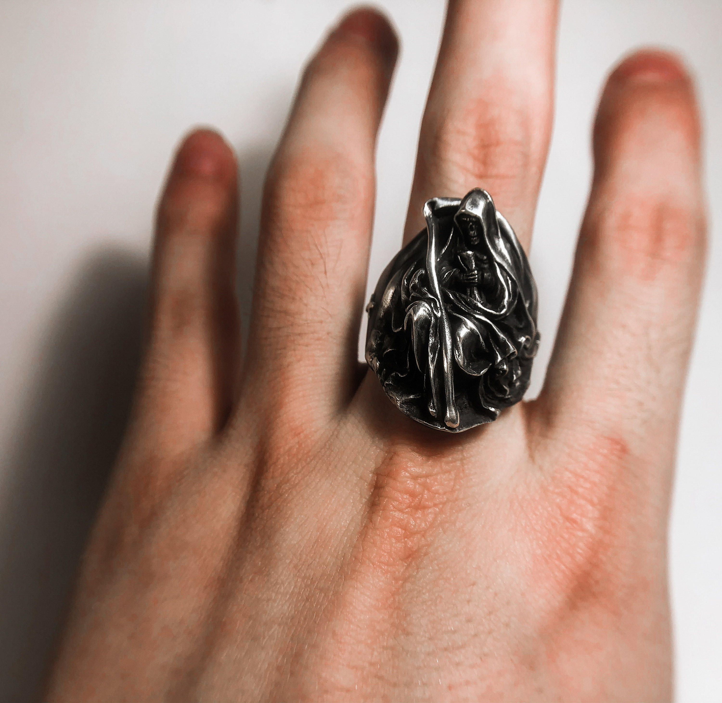 Skull Cross Ring Grim Reaper Ring Pure Solid Silver Skull Ring - Etsy UK