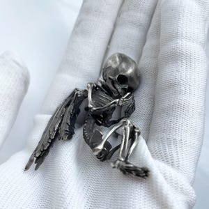 Solid Gold Angel Baby Skeleton Figure Collectable Miniature Pendant 24K ...