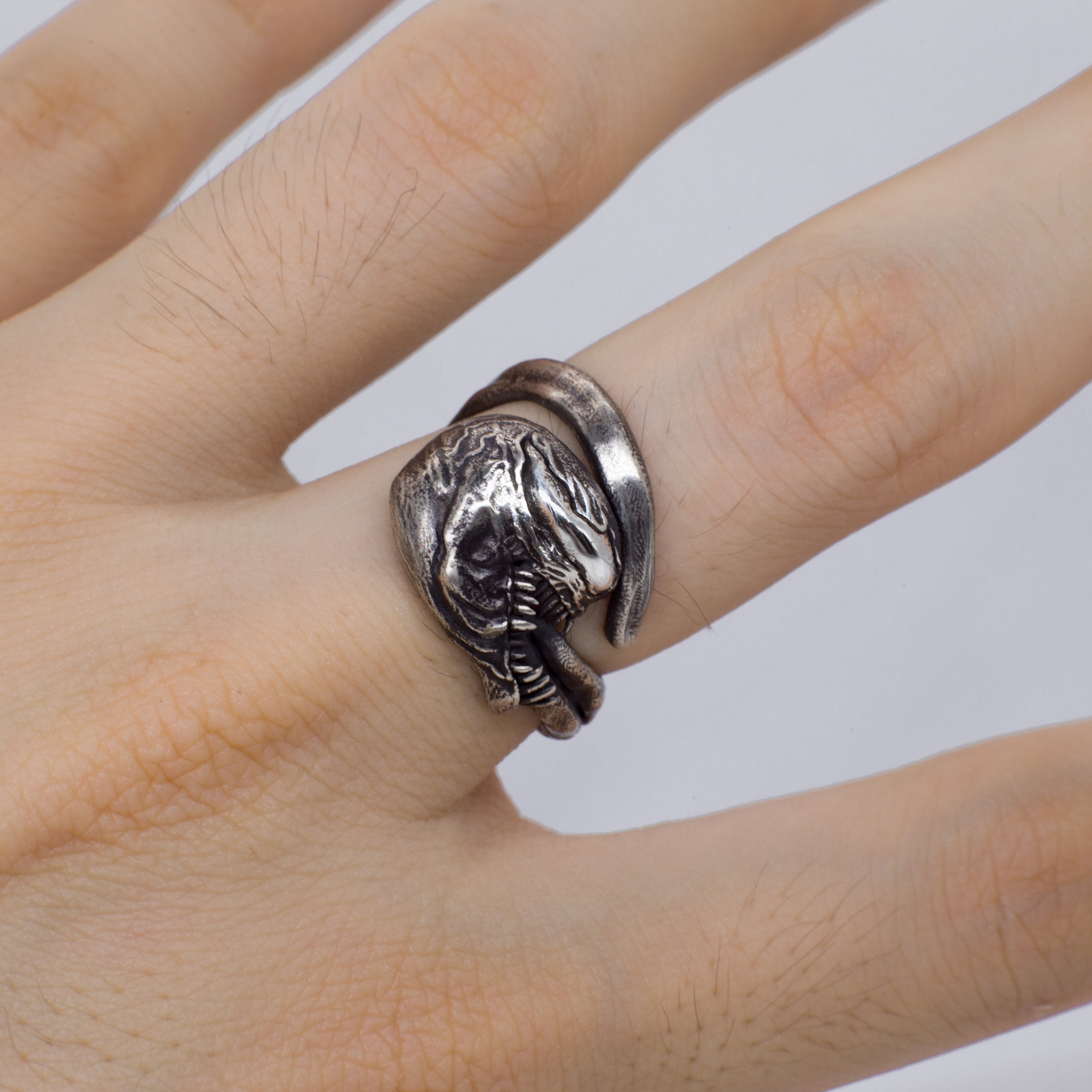 Alien Predator Ring Silver Baby Alien Larva Ring Steampunk | Etsy