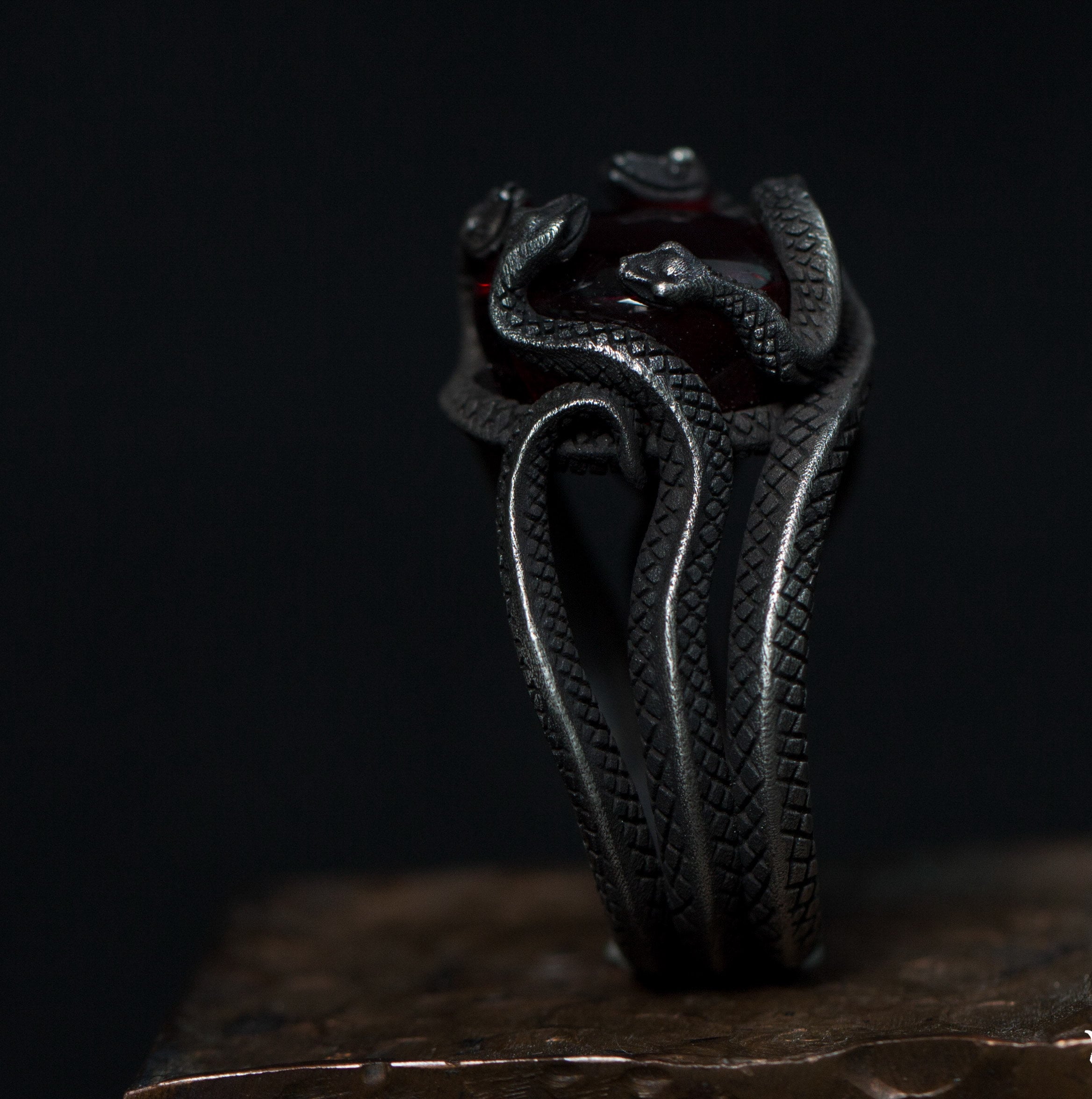 Snake Serpent Ring Eye Sauron Handmade Sliver Antique Finish - Etsy