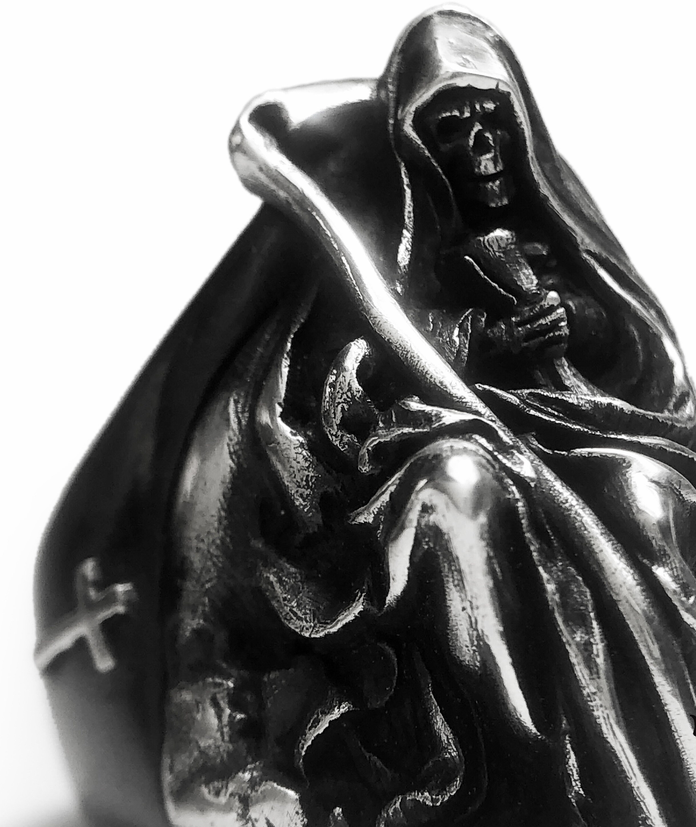 Skull Cross Ring Grim Reaper Ring Pure Solid Silver Skull Ring - Etsy UK