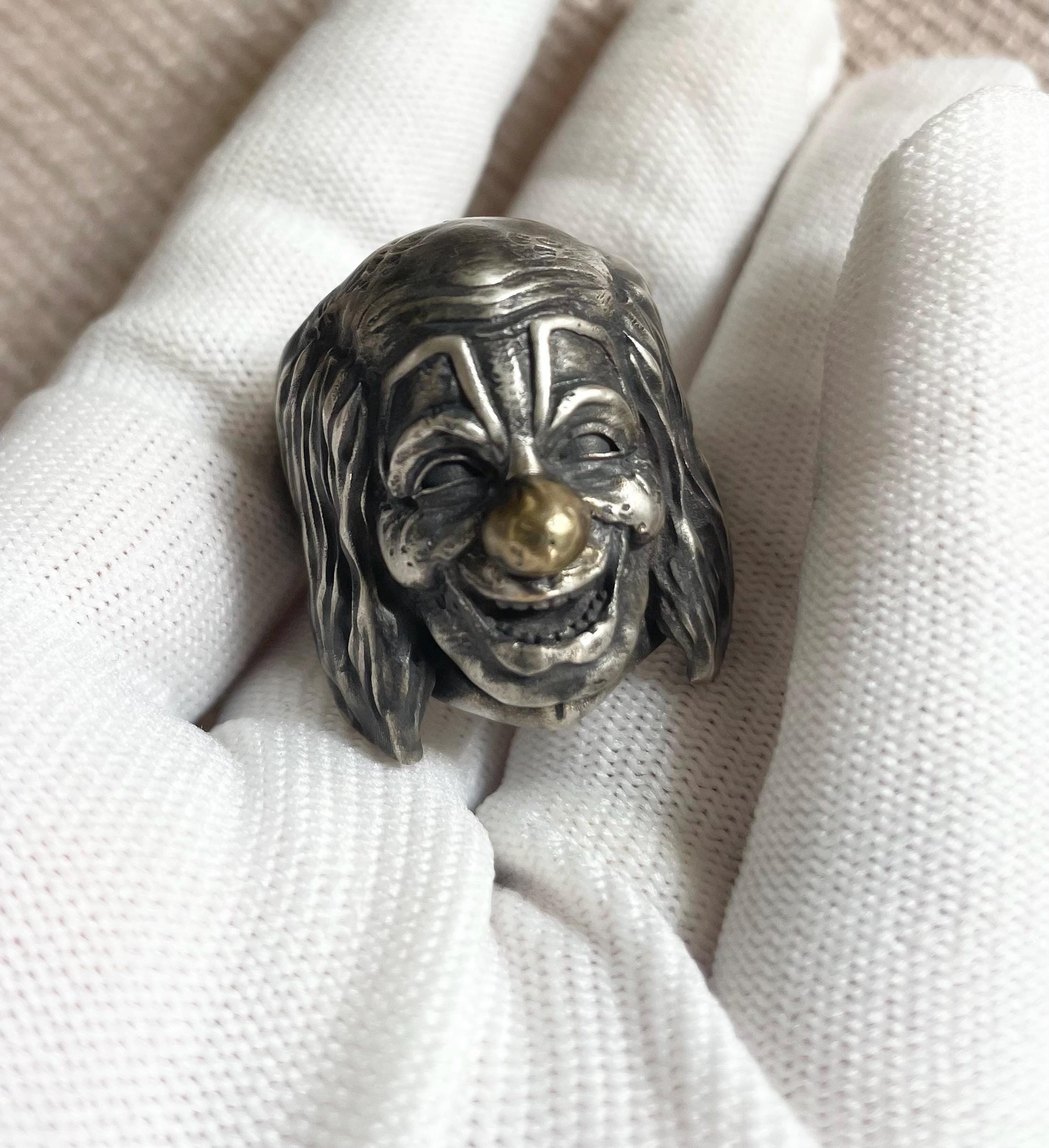Joker Silver Clown Ring Slipknot Ring Joker Mask Handmade Ring Large ...