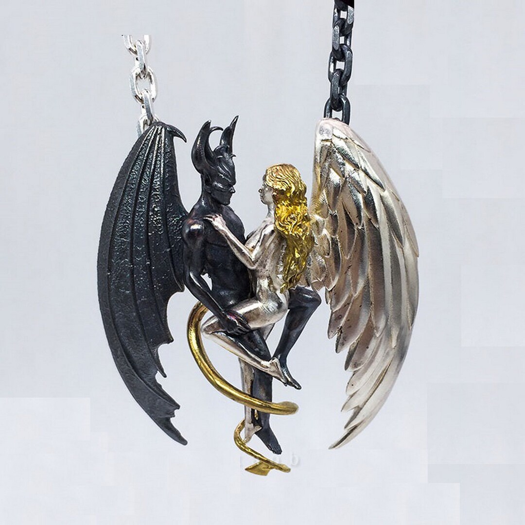 Angel and Demon Pendant Wings Angel Devil Dance Pendant Handmade ...