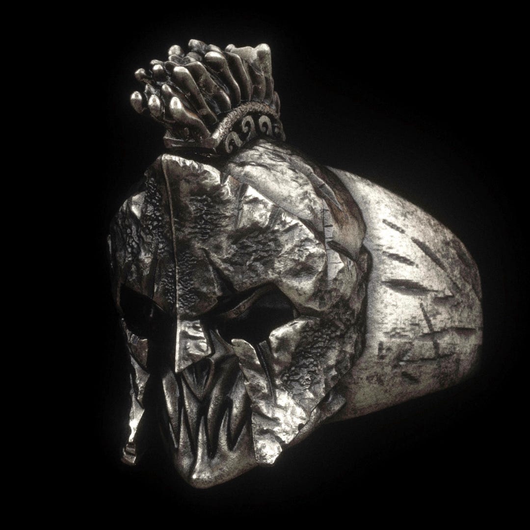 Viking Devil Ring Soldier Mohicans Helmet Skull Ring Handmade Solid ...