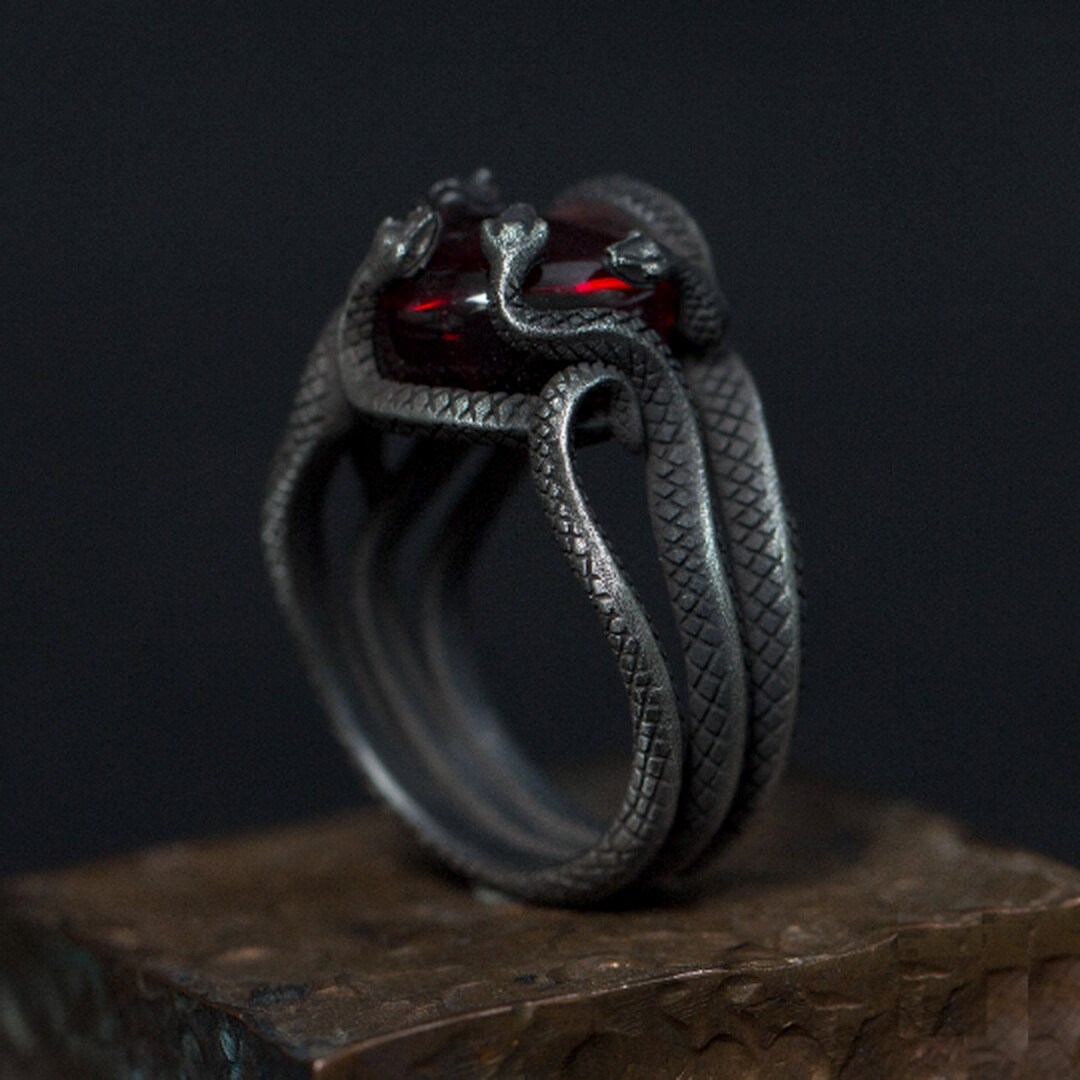 Snake Serpent Ring Eye Sauron Handmade Sliver Antique Finish - Etsy
