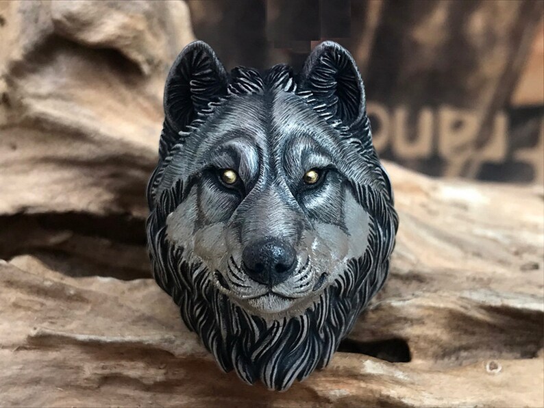 Large Leader Wolf Ring Chunky Wolf Head Ring Gothic Ring Rock - Etsy