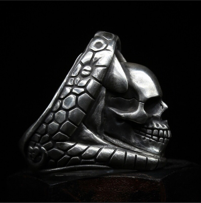 Skull Snake Serpent Ring Sterling Silver Gothic Ring Animal Ring ...