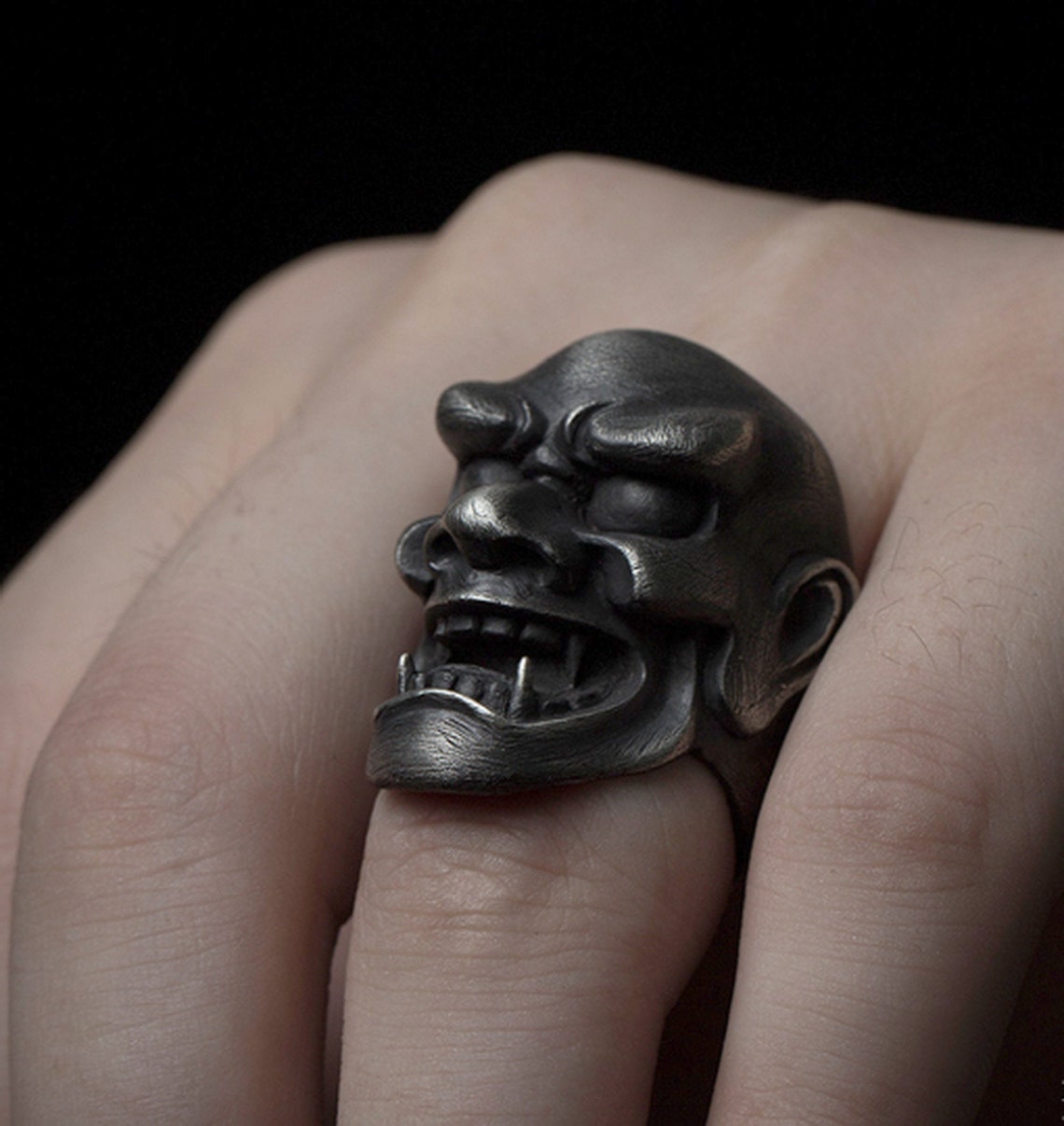 Prajna Hannya Ring Silver Hannya Mask Ring Japanese Demon Ring | Etsy