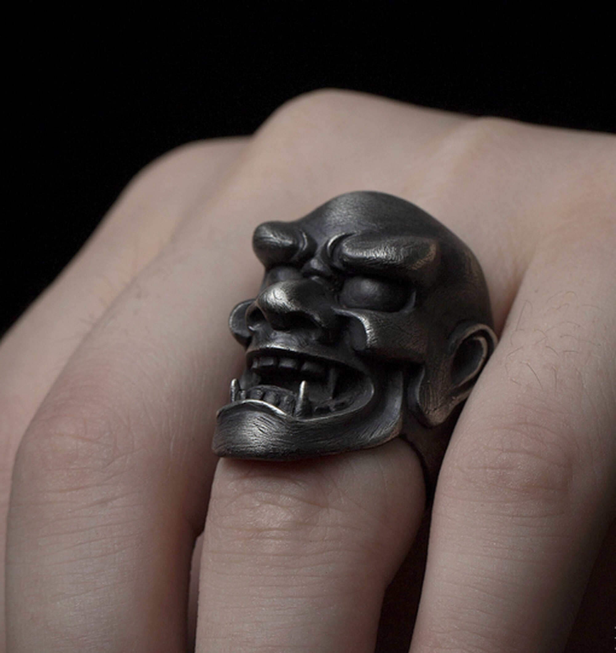 Prajna Hannya Ring Silver Hannya Mask Ring Japanese Demon Ring | Etsy
