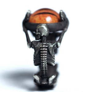 Artificial Eye Silver Skull Skeleton Ring Black Pearl Ring Ocular ...