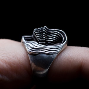 Faces Art Ring Handmade Oxidized Solid Silver Ring Artwork Gothic Face ...
