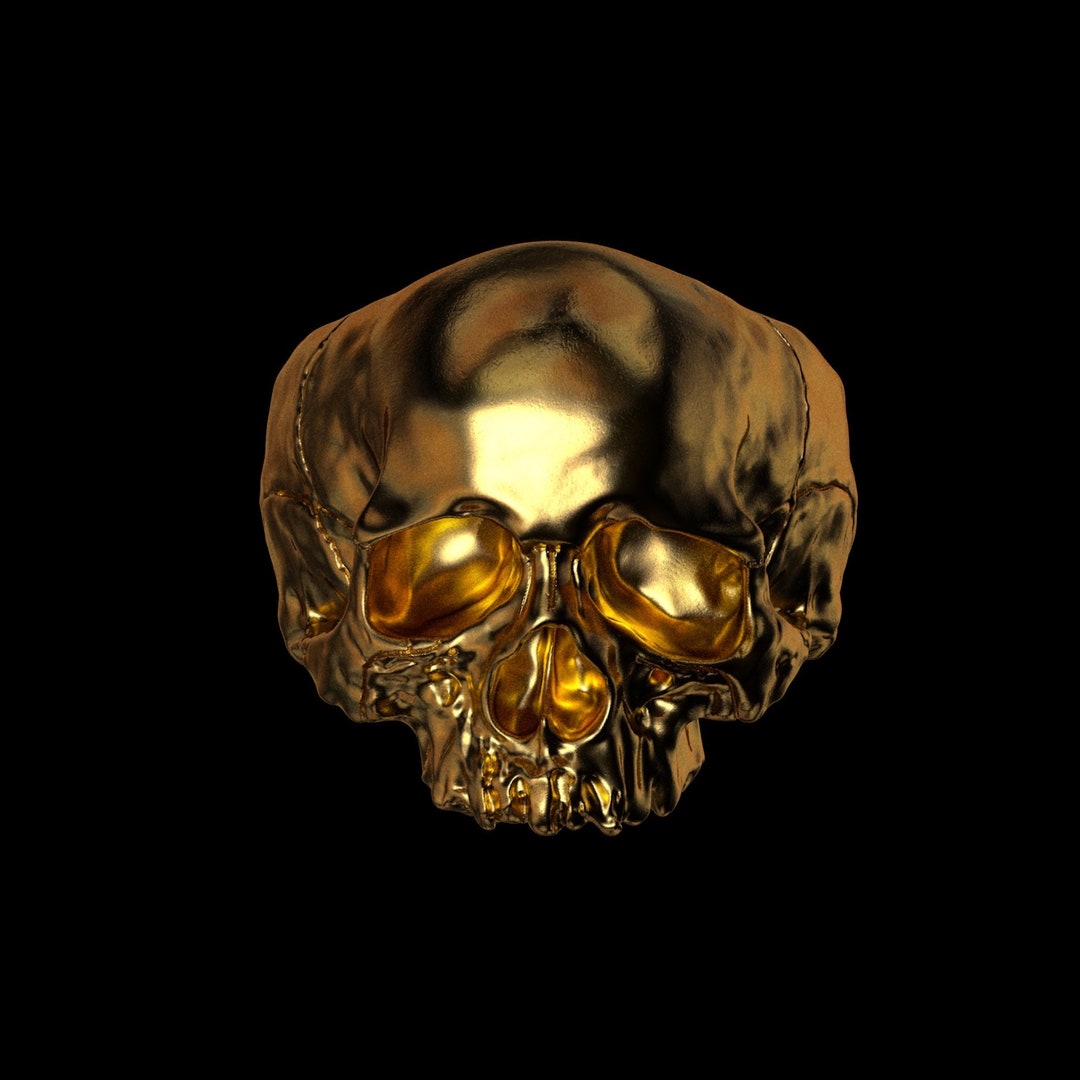 Skull Silver Relic Look Skull Handmade Solid 24K Gold Half Skull Silver ...