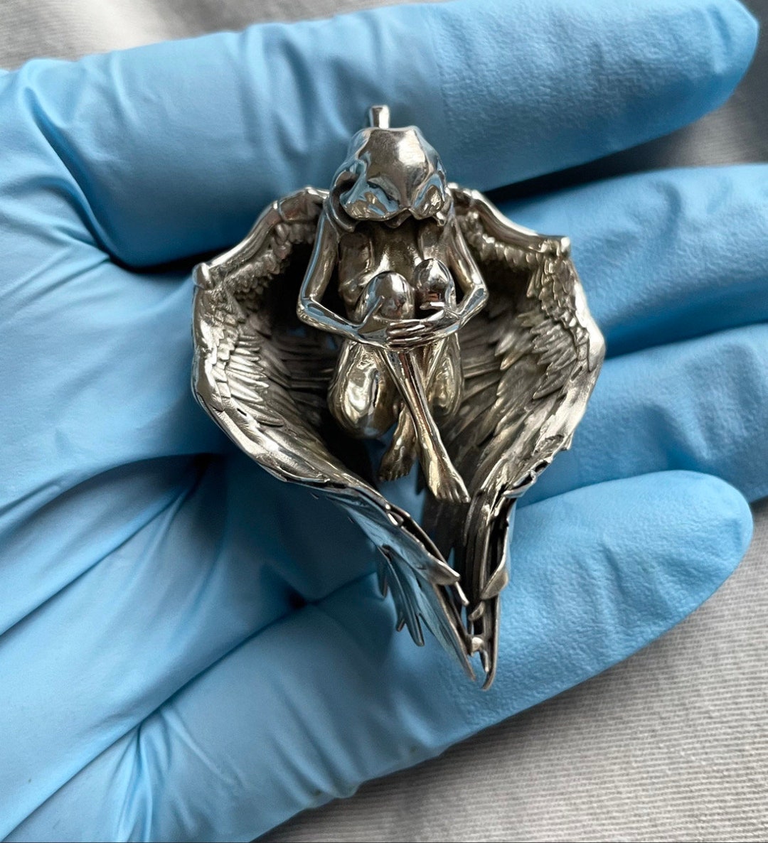 Angel Wings Angel Handmade Goddess Silver Figure Figurine Desk Art ...