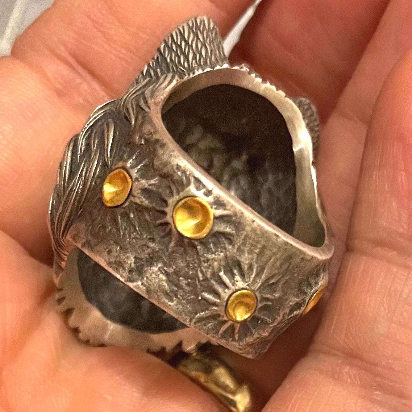 Large Leader Wolf Ring Chunky Wolf Head Ring Gothic Ring Rock Biker ...
