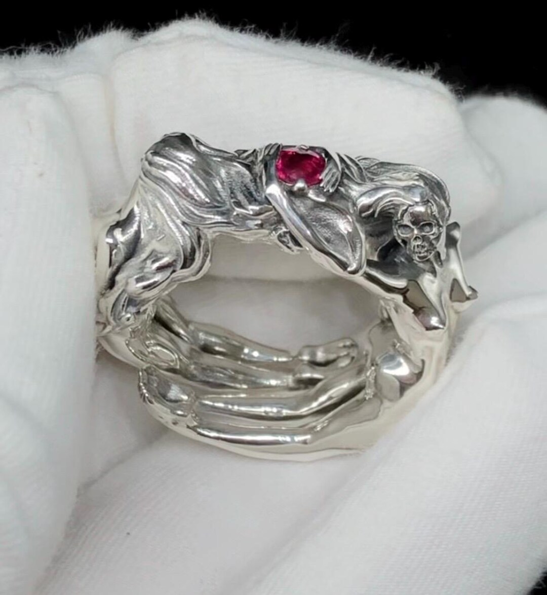 Soul & Show Skull Arousal Nude Art Ring Silver Naked Female Sexy Body ...