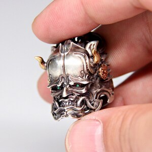 Prajna Hannya Ring Handmade Silver Hannya Mask Ring Japanese Demon ...