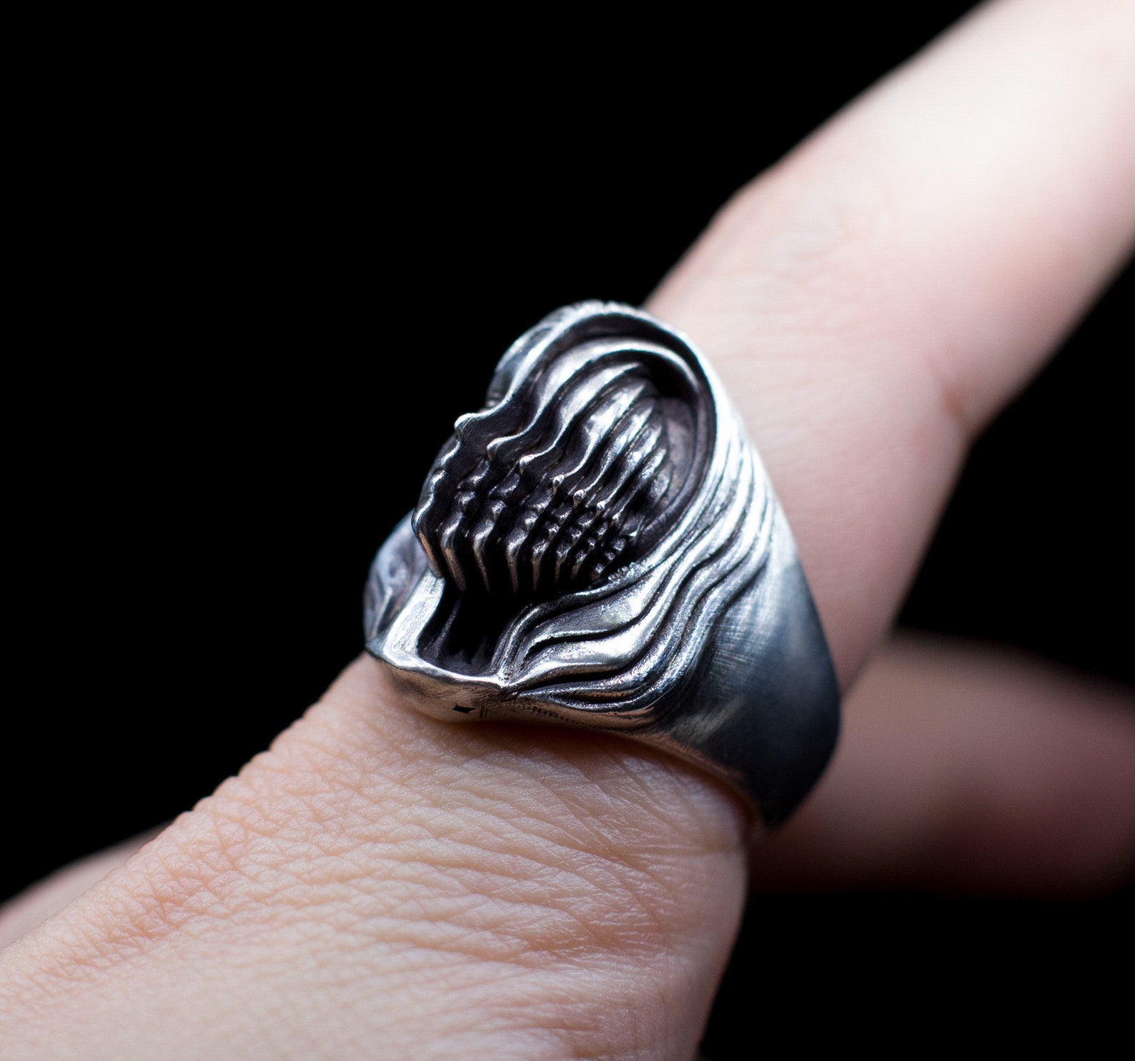 Faces Art Ring Handmade Oxidized Solid Silver Ring Artwork - Etsy